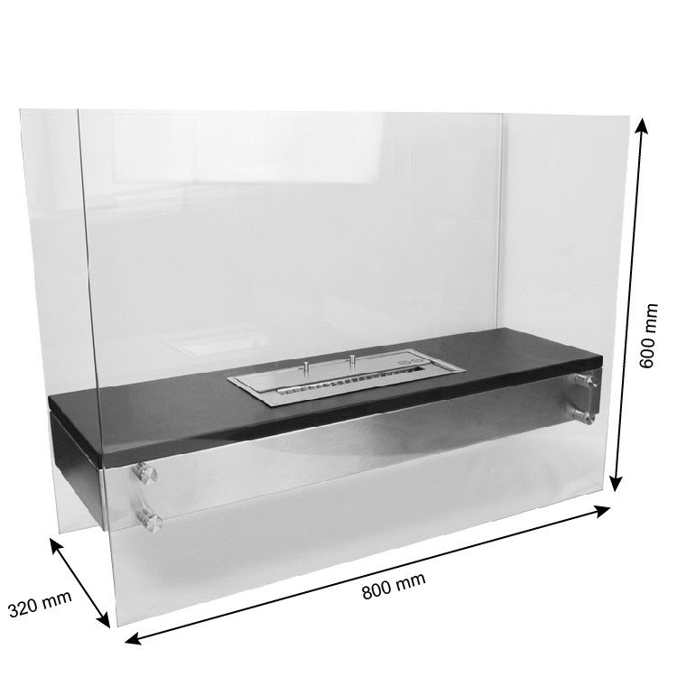 Simple, Freestanding Bio Ethanol Fireplace with 1.5 L burner.
