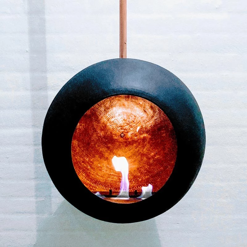Merkur Ceiling Hanging Bioethanol Fire in Matte Black