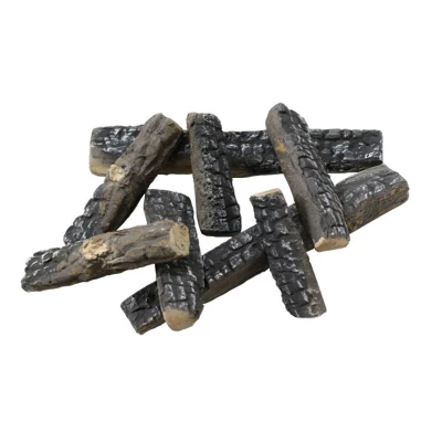8 Decorative, ceramic wood logs as ornaments in bio fire