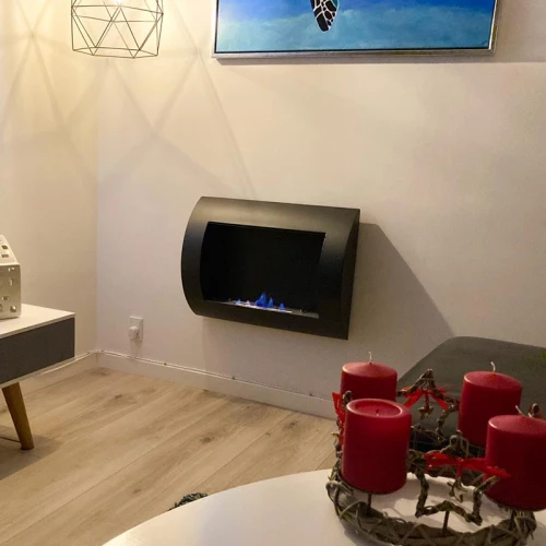 Ocean - Simple Bioethanol Fireplace in Black for Wall