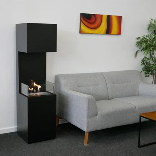 Freestanding bio fire in black with glass | Bioethanol Fire